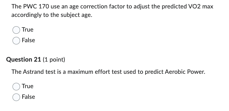 Solved The PWC 170 use an age correction factor to adjust | Chegg.com