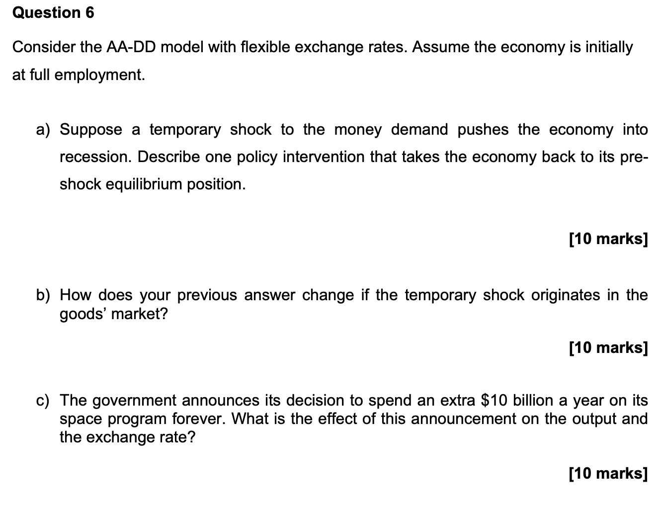 Solved Question 6 Consider the AA-DD model with flexible | Chegg.com