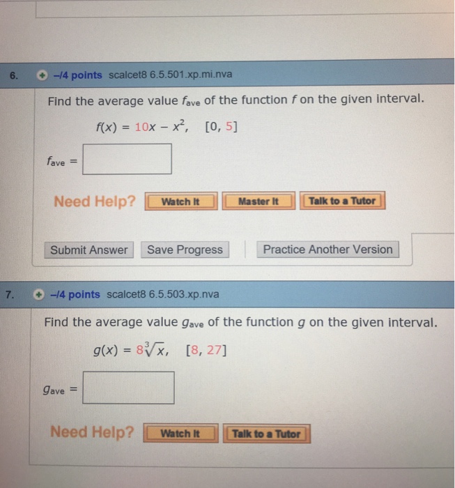 Solved Find the average value f_ave of the function f on the | Chegg.com Solved Find the average value f_ave of the function f on the | Chegg.com