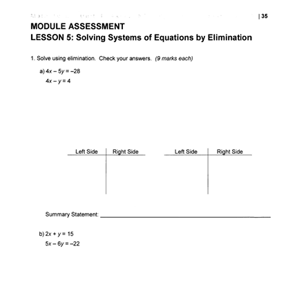 Solved MODULE ASSESSMENT LESSON 5: Solving Systems of | Chegg.com