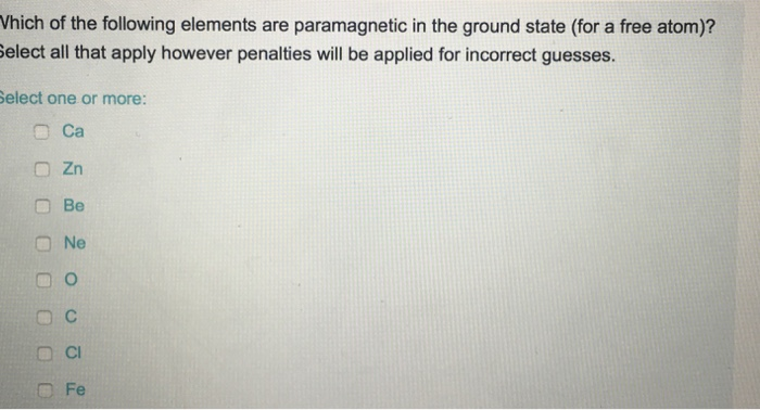Solved Vhich of the following elements are paramagnetic in | Chegg.com