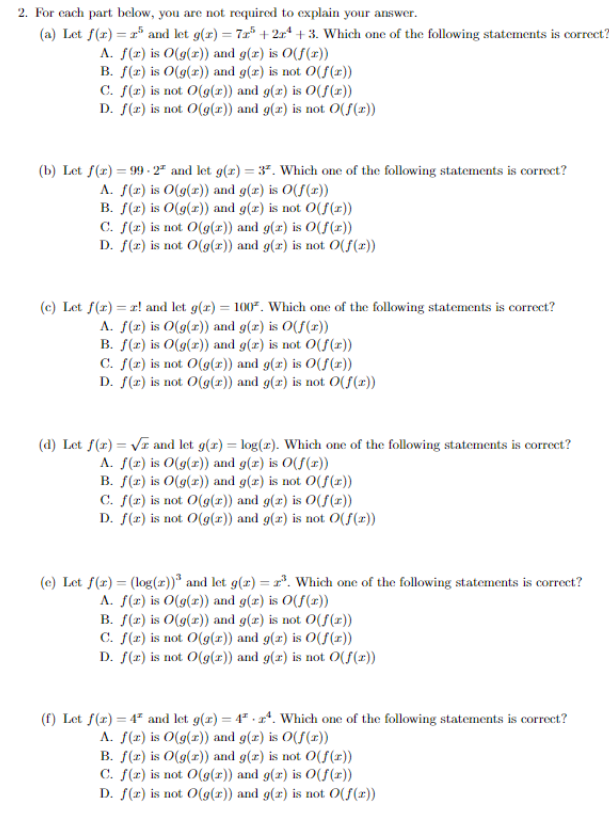 Solved 2. For each part below, you are not required to | Chegg.com