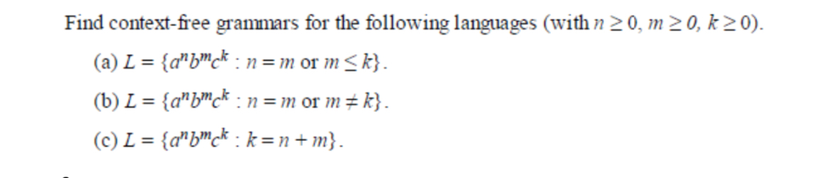 Solved Find context-free grammars for the following | Chegg.com