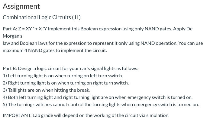 Solved Assignment Combinational Logic Circuits (II) Part A: | Chegg.com
