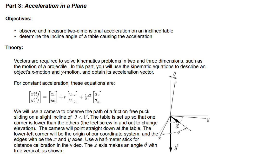 Solved Part 3: Acceleration in a Plane Objectives: observe | Chegg.com