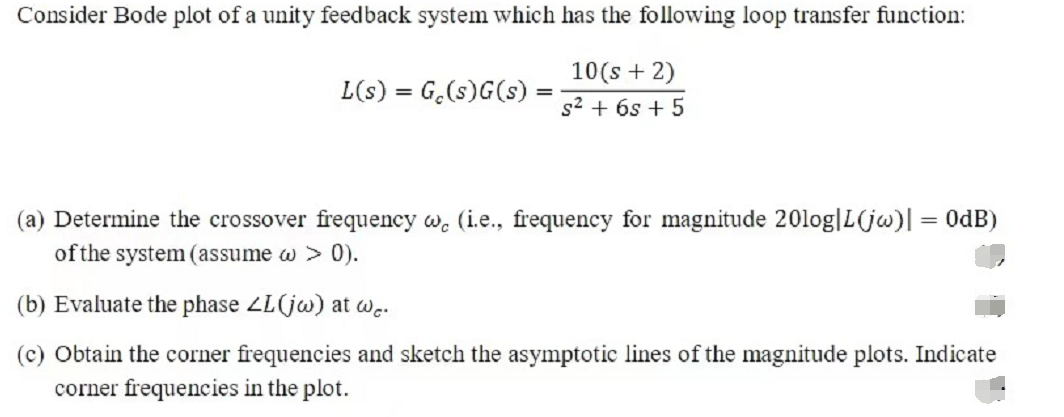 Solved Consider Bode plot of a unity feedback system which | Chegg.com