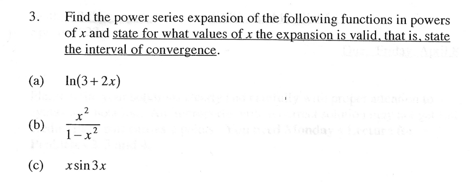 Solved 3. Find the power series expansion of the following | Chegg.com