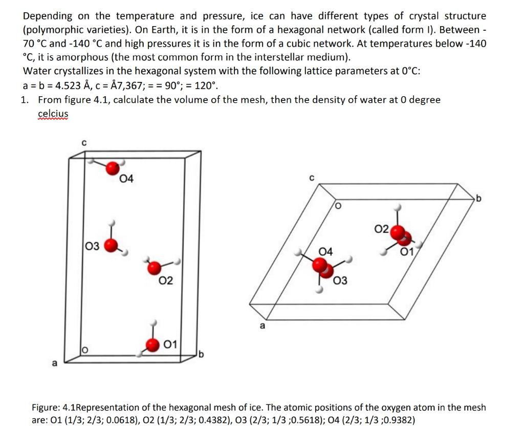Solved Depending on the temperature and pressure, ice can | Chegg.com