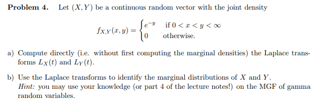 Solved Problem 4 Let X Y Be A Continuous Random Vector 