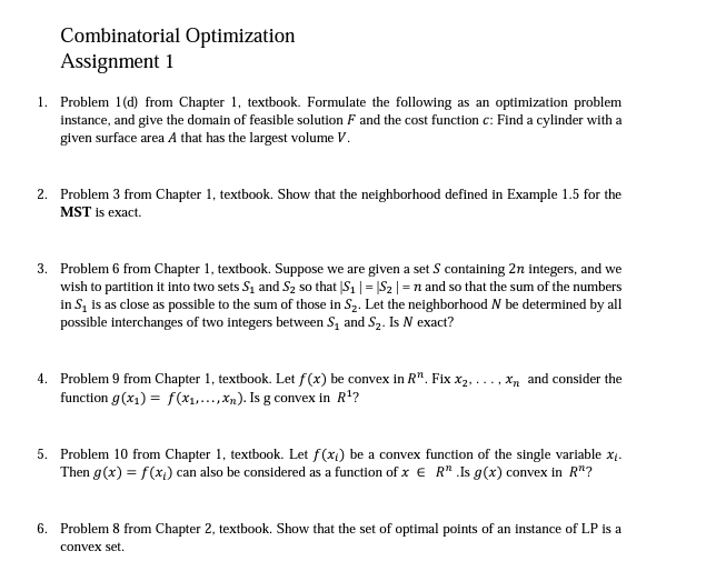 Combinatorial Optimization Assignment 1 1. Problem | Chegg.com