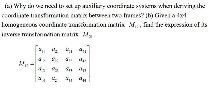 Solved (a) Why do we need to set up auxiliary coordinate | Chegg.com