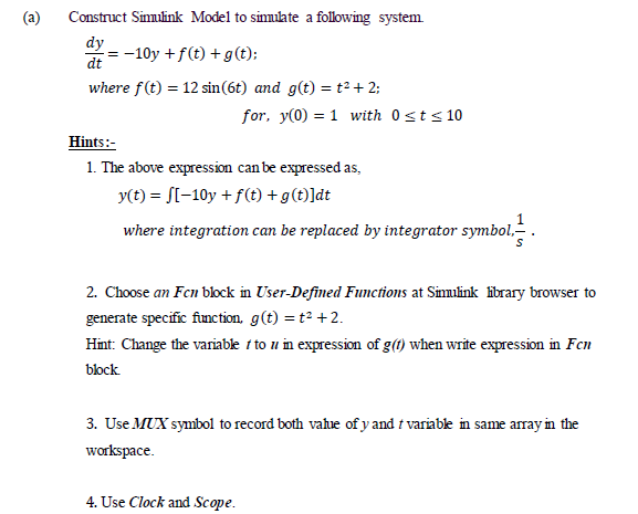 Solved A Construct Simulink Model To Simulate A Following 7266