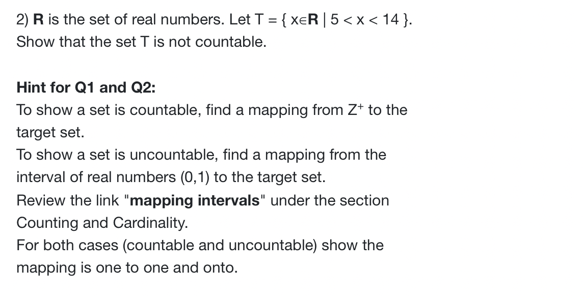 Solved 2) R is the set of real numbers. Let T={x∈R∣5 | Chegg.com