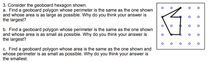 Solved O O o o o o o o o 3. Consider the geoboard hexagon | Chegg.com