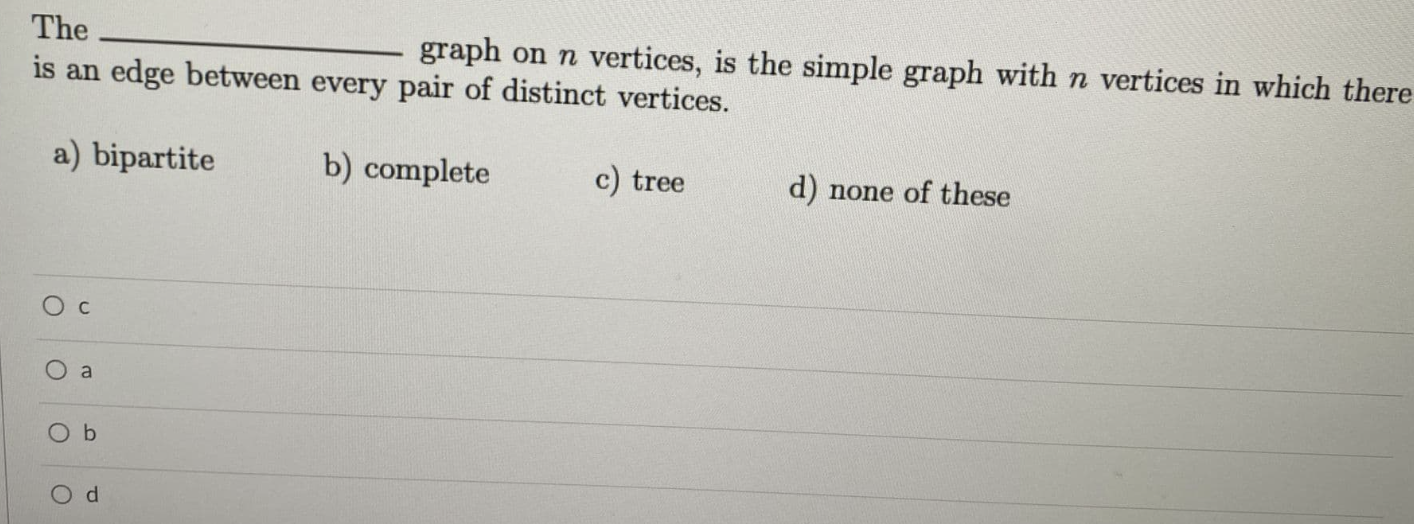Solved The graph on n vertices, is the simple graph with n | Chegg.com