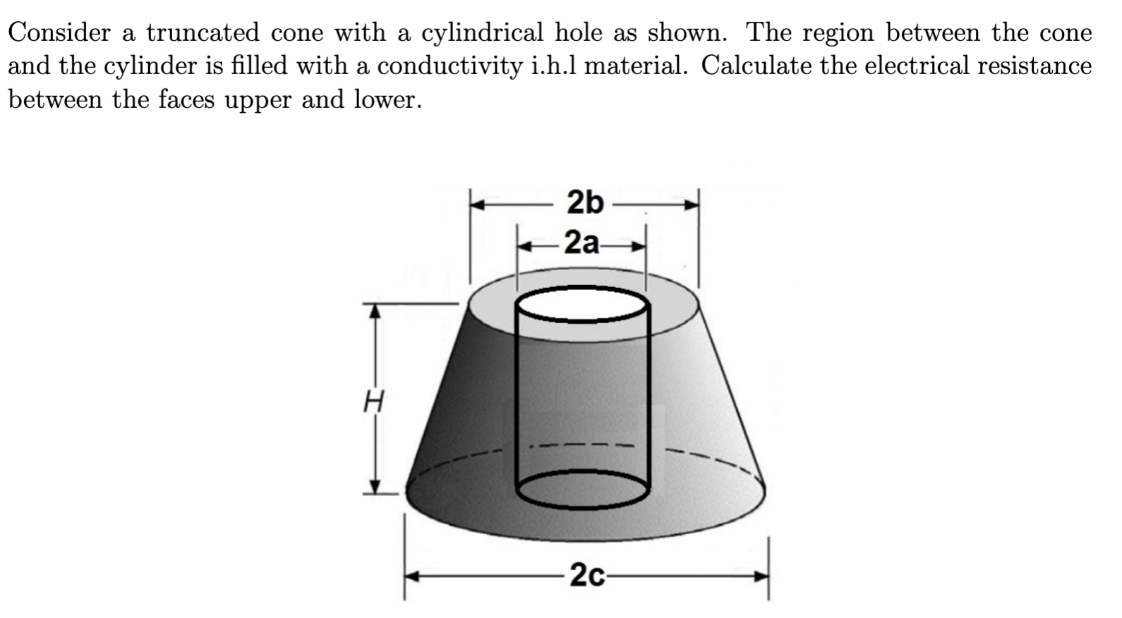 Solved Consider a truncated cone with a cylindrical hole as | Chegg.com