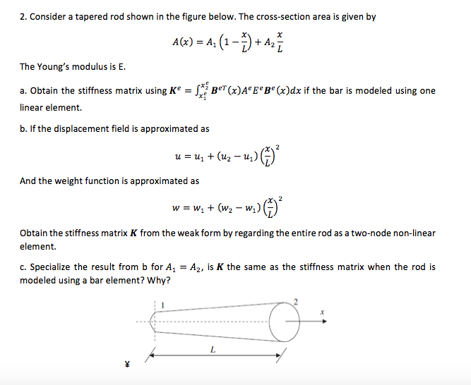 2. Consider a tapered rod shown in the figure below. | Chegg.com