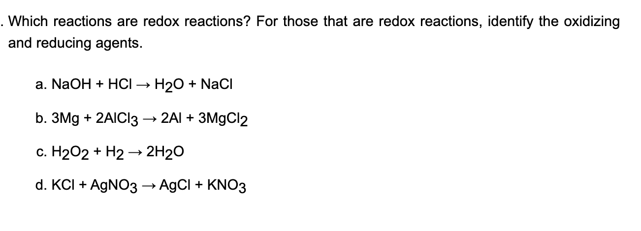 Solved Which reactions are redox reactions? For those that | Chegg.com