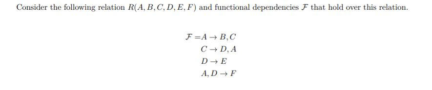 Solved 1. Apply the 3NF decomposition algorithm to relation | Chegg.com