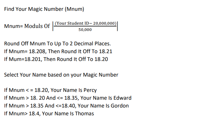Find Your Magic Number (Mnum) Mnum= Moduls of (Your | Chegg.com