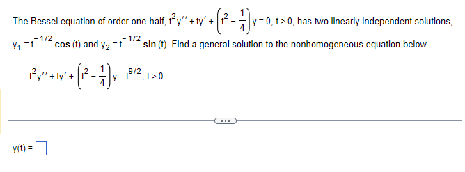 Solved The Bessel equation of order one-half, | Chegg.com