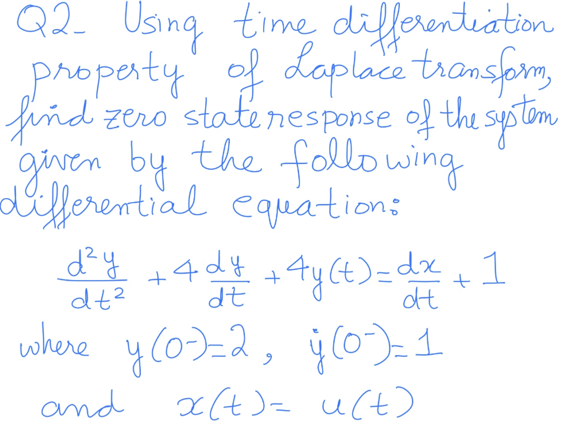 Solved Q2. Using time differentiation property of Laplace | Chegg.com
