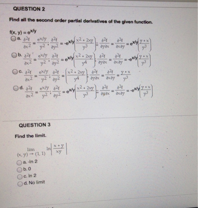 Solved Find all the second order partial derivatives of the | Chegg.com
