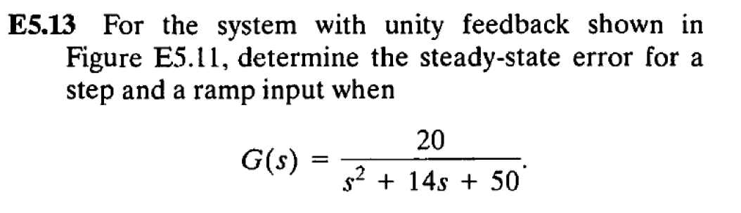 Solved E5.13 For the system with unity feedback shown in | Chegg.com