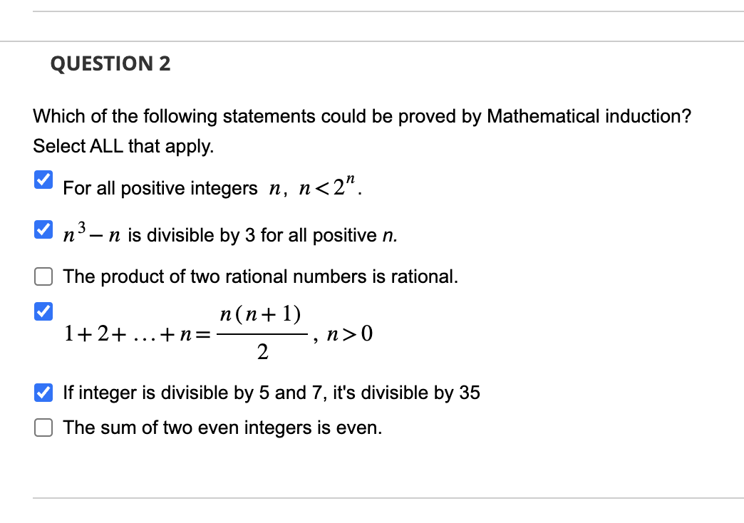 Solved Which of the following statements could be proved by | Chegg.com