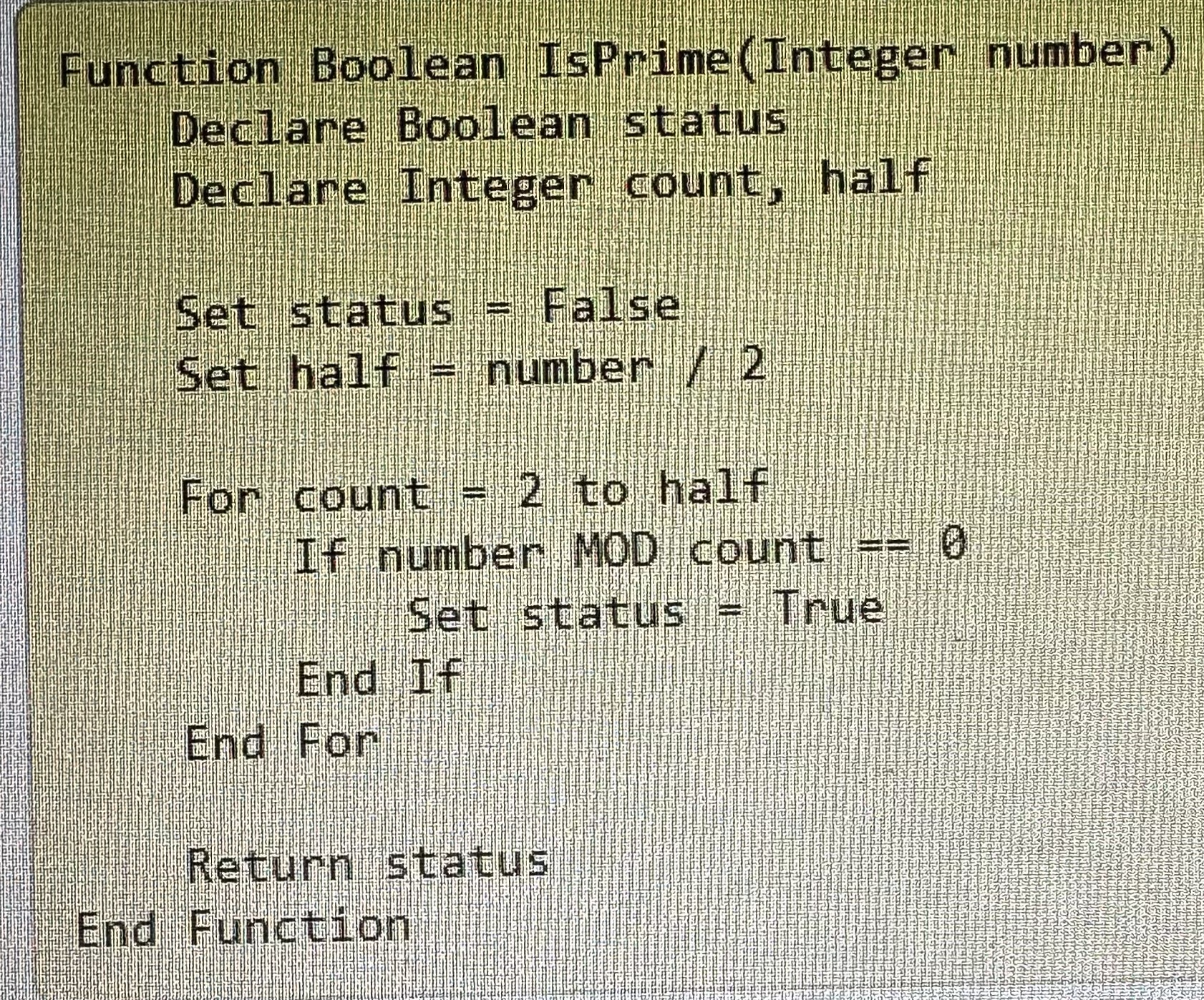Solved Unction Boolean Isprime Integen Number Declare