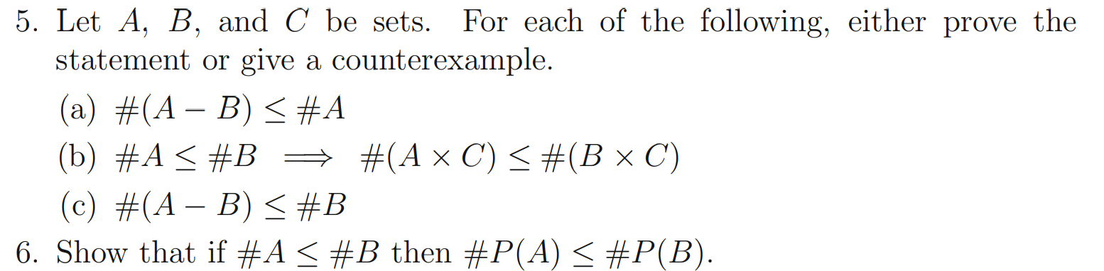 Solved Please help with 5 ﻿and 6Let A,B, ﻿and C ﻿be sets. | Chegg.com