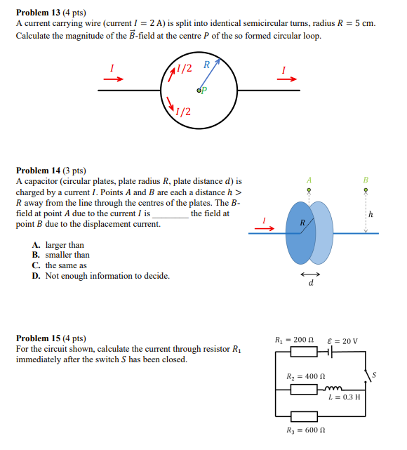 Solved Problem 13 (4 pts) A current carrying wire (current | Chegg.com