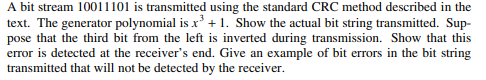 Solved A bit stream 10011101 is transmitted using the | Chegg.com
