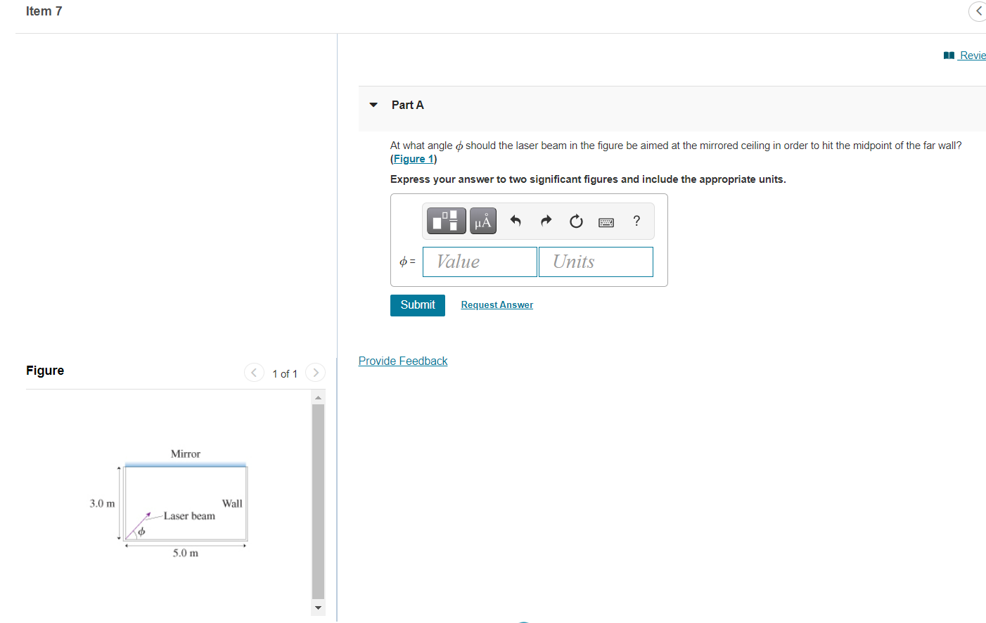 Solved Item 7 Figure 3.0 m Mirror -Laser beam 5.0 m Wall 1 | Chegg.com