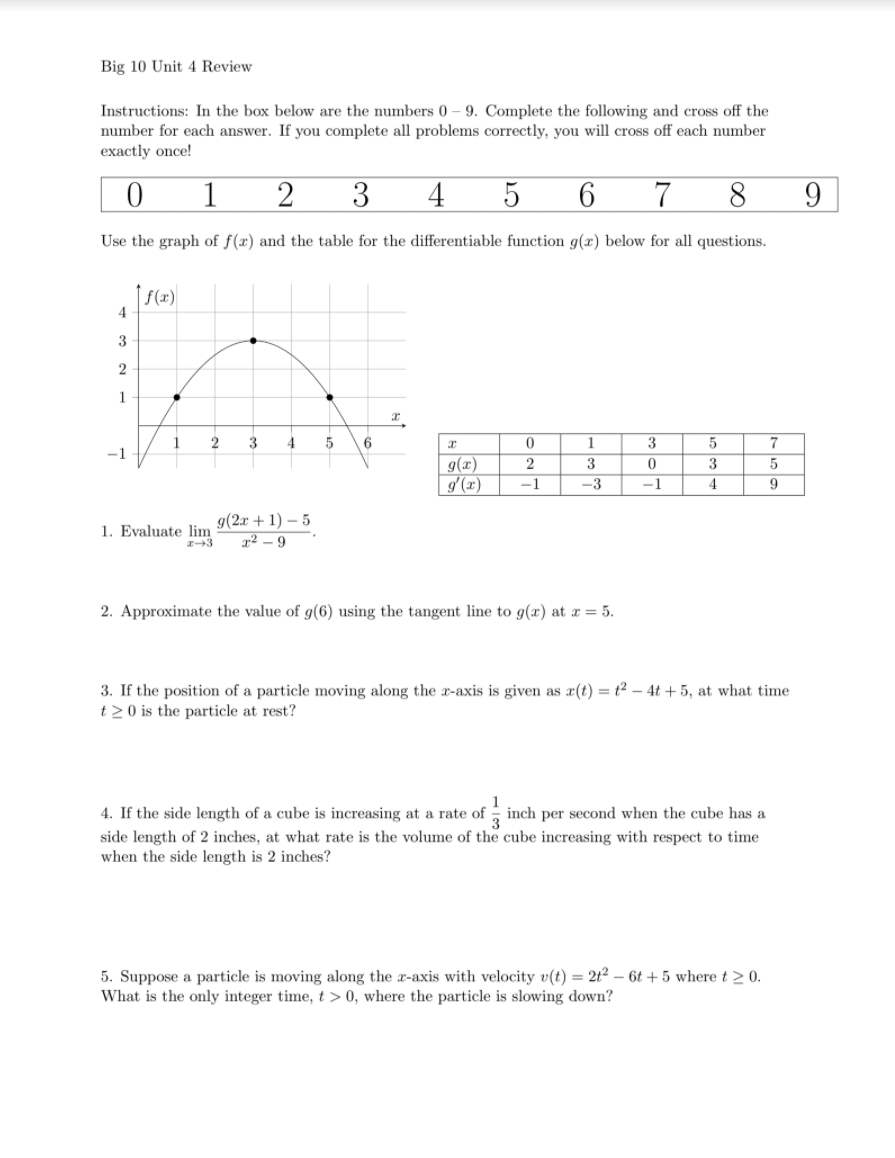 Solved Big 10 Unit 4 Review Instructions: In the box below | Chegg.com