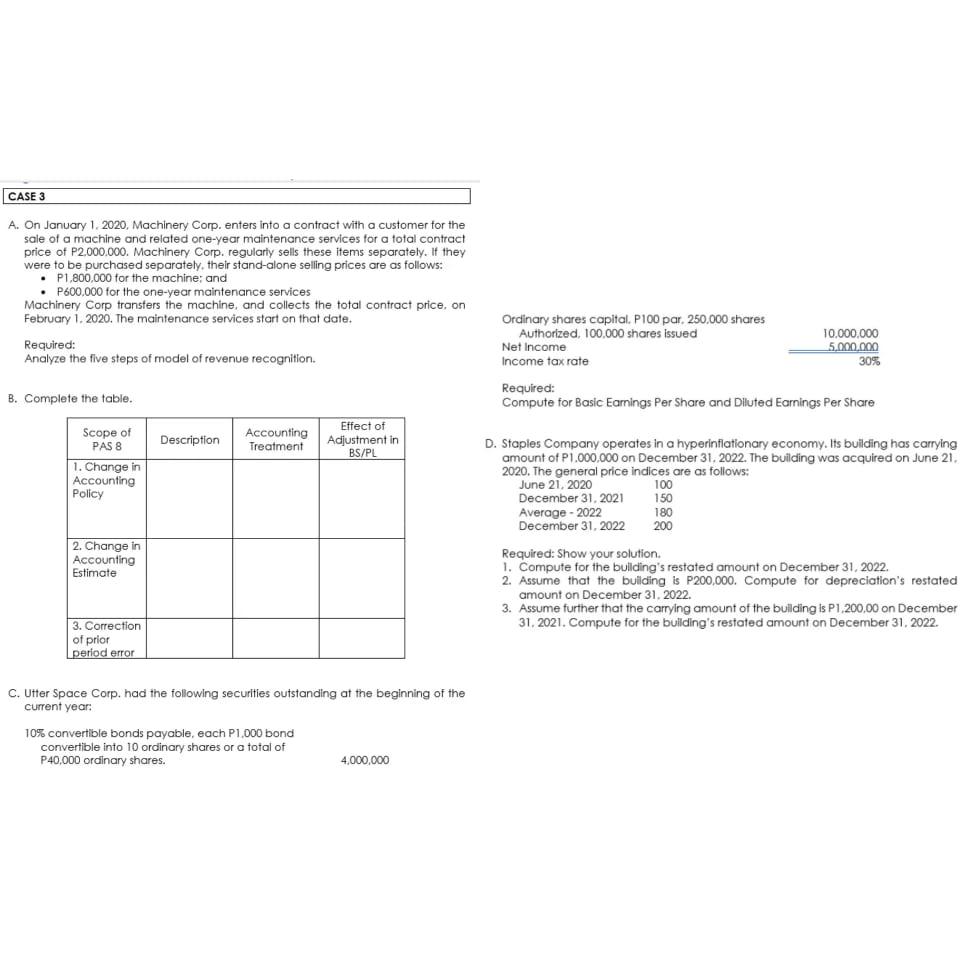 Solved CASE 3 A. On January 1, 2020, Machinery Corp. enters | Chegg.com