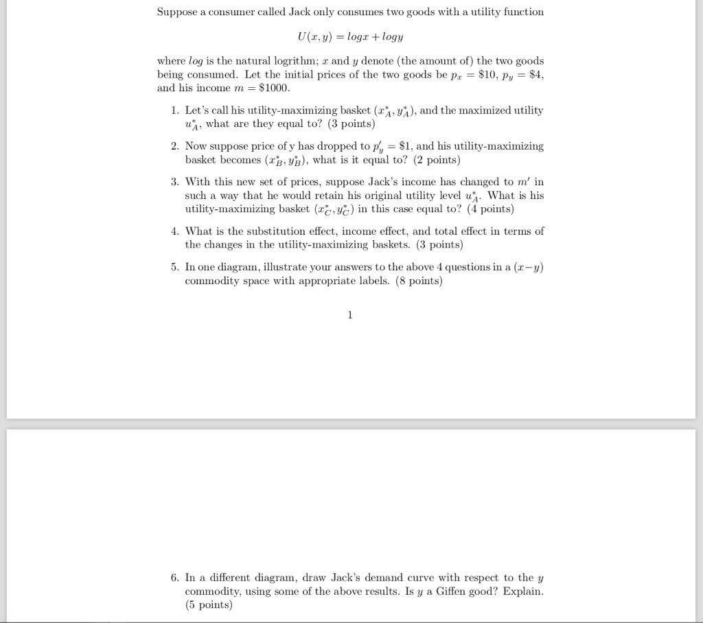 Solved Suppose a consumer called Jack only consumes two | Chegg.com