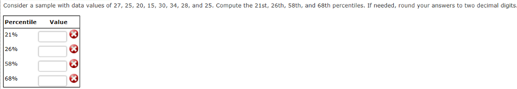 Solved Consider a sample with data values of 27, 25, 20, 15, | Chegg.com