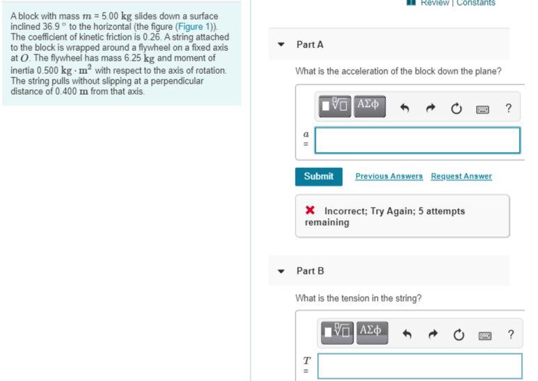 Solved Review Constants Part A A block with mass m = 5.00 kg | Chegg.com