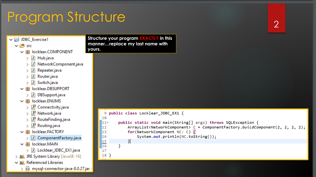 Program Structure 2 JDBC_Exercise 1 Structure your | Chegg.com