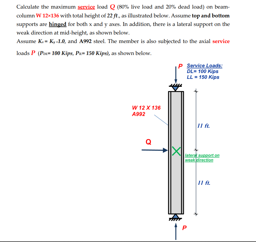 Solved Calculate the maximum service load Q ( 80% live load | Chegg.com