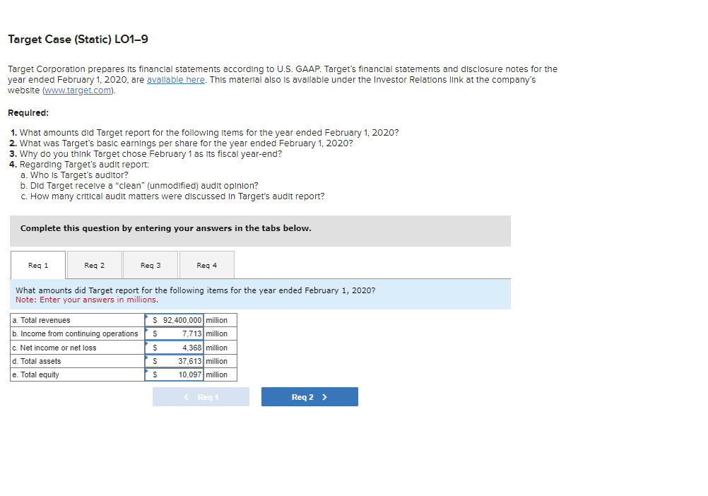 Solved Target Case (Static) ﻿LO1-9Target Corporation | Chegg.com