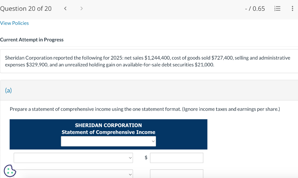 Solved Current Attempt in Progress Sheridan Corporation | Chegg.com