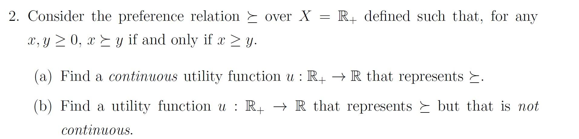 2. Consider the preference relation ⪰ over | Chegg.com