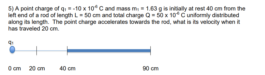 Solved 5) A point charge of q1=−10×10−6C and mass m1=1.63 g | Chegg.com