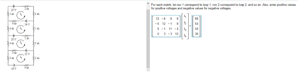 For Each Matrix Let Row 1 Correspond To Loop 1 Row 