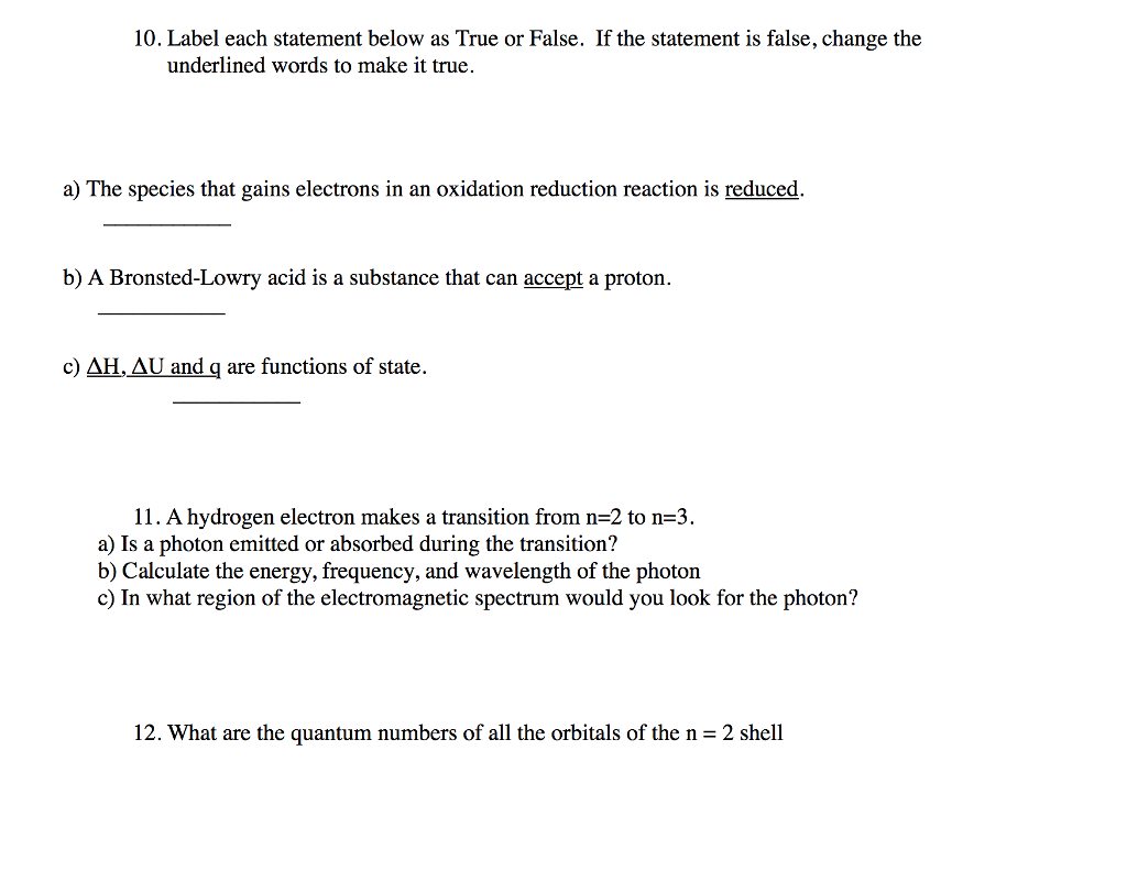 Solved 10. Label each statement below as True or False. If | Chegg.com