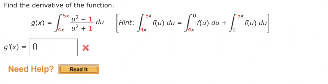 Solved Find the derivative of the function. 5x g(x) = 5x u2 | Chegg.com