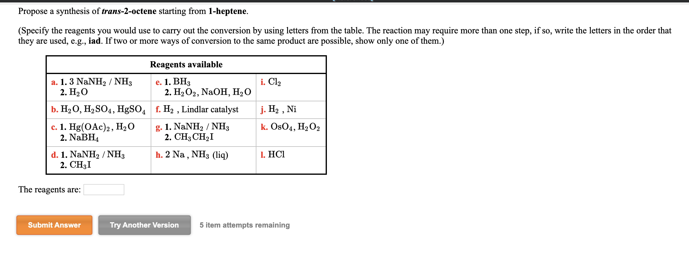 Solved Propose a synthesis of trans-2-octene starting from | Chegg.com