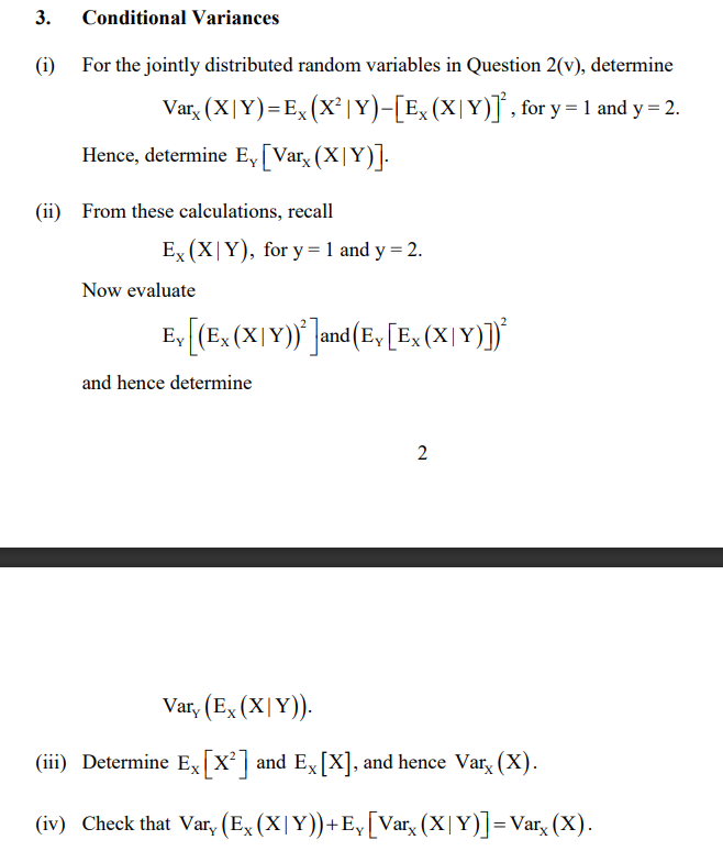 Solved 2. Conditional Means Two continuous random variables | Chegg.com